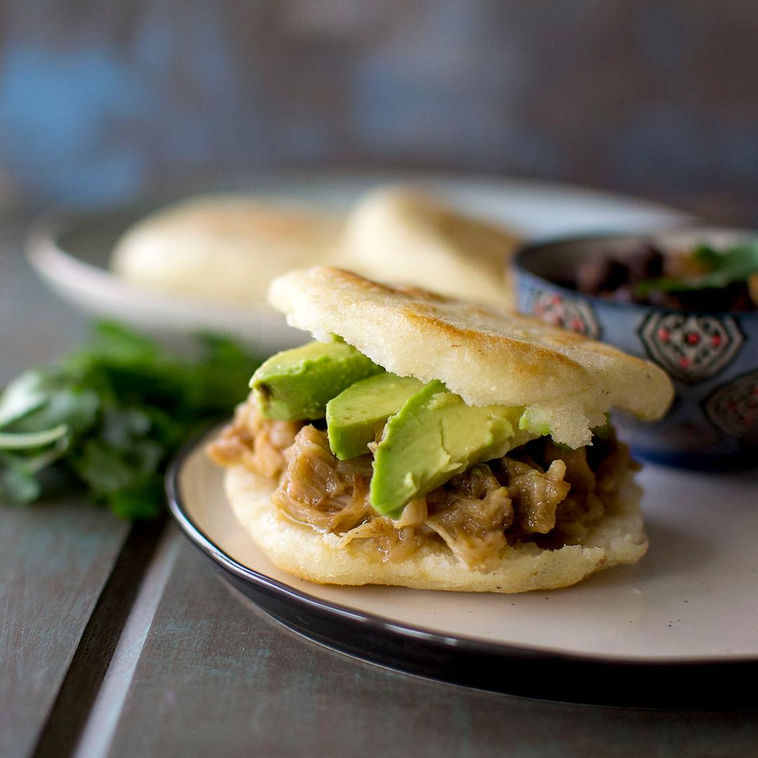 BBQ Jackfruit Arepas with a Chipotle Aioli | Savory Touch